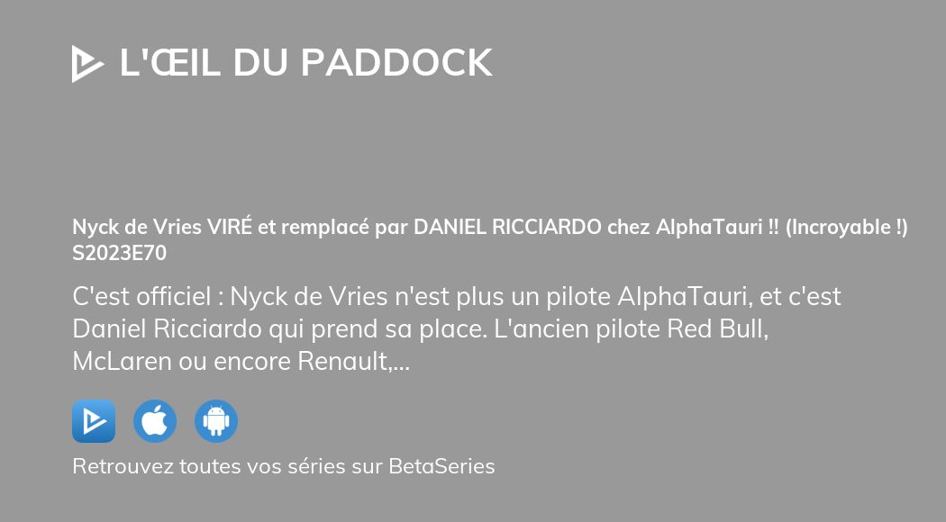 Où regarder L'Œil du Paddock saison 2023 épisode 70 en streaming ...